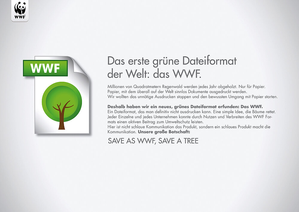 Red Dot Design Award: Save as WWF, Save a Tree